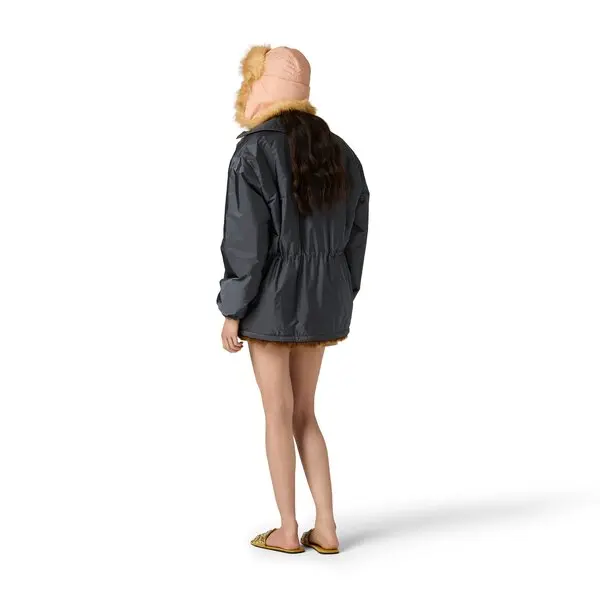 Miu Miu Technical Fabric And Shearling Blouson Jacket