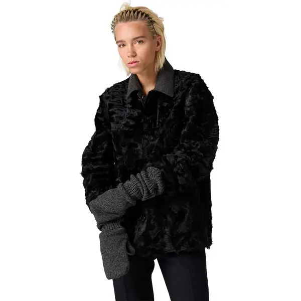 Miu Miu Reversible Single-breasted Wool And Chekiang Fur Coat