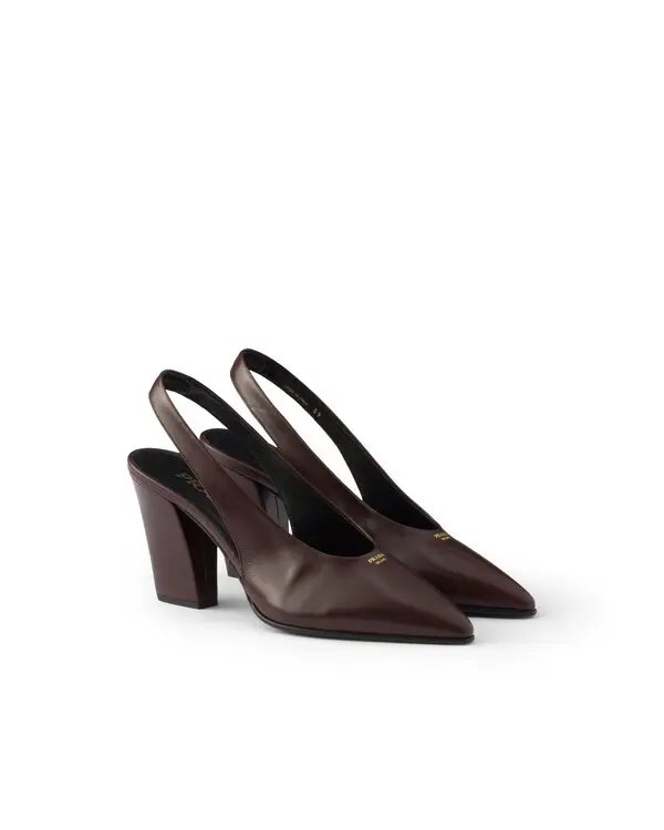 Prada Leather Slingback Pumps - Brown