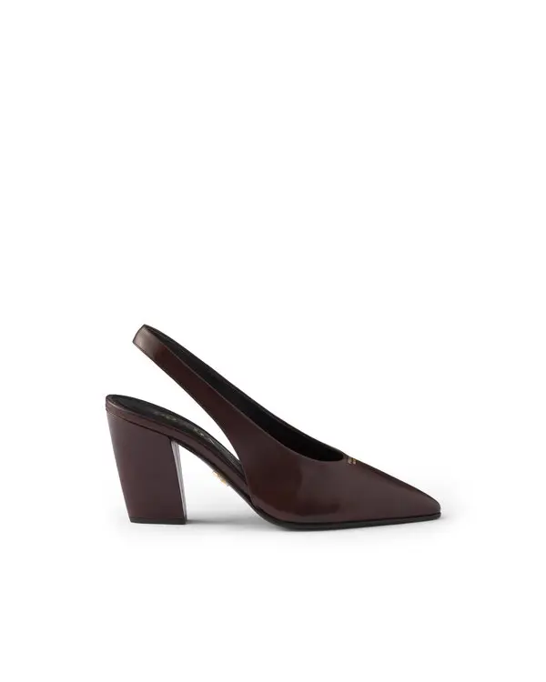 Prada Leather Slingback Pumps - Brown