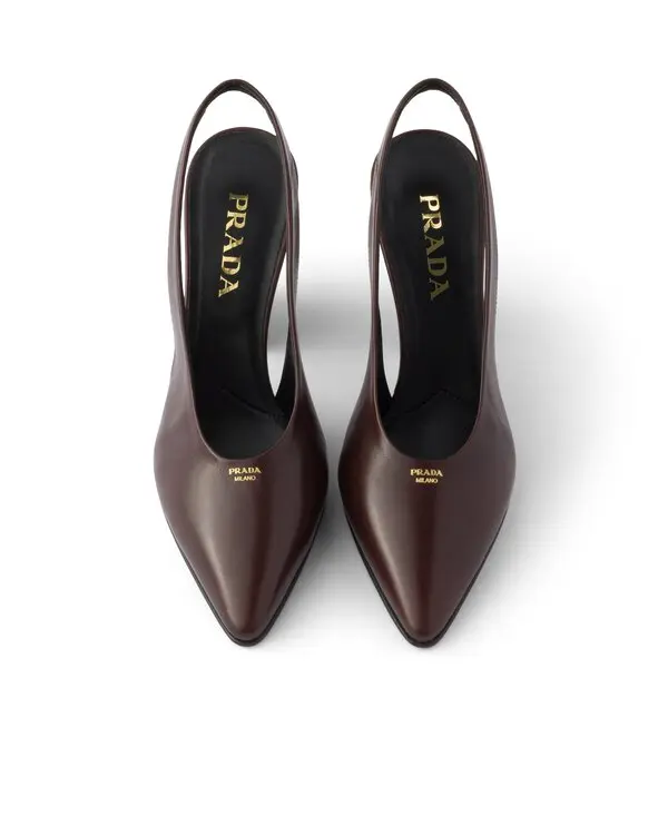 Prada Leather Slingback Pumps - Brown