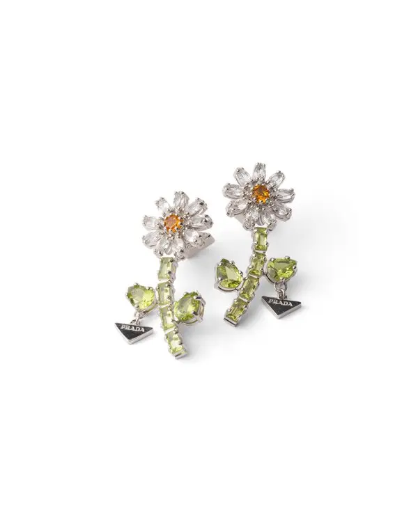 Prada Metal Earrings With Crystals - Gold/silver