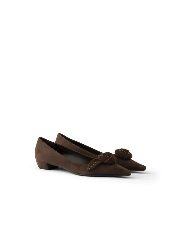 Prada Suede Ballerinas With Embossed Logo