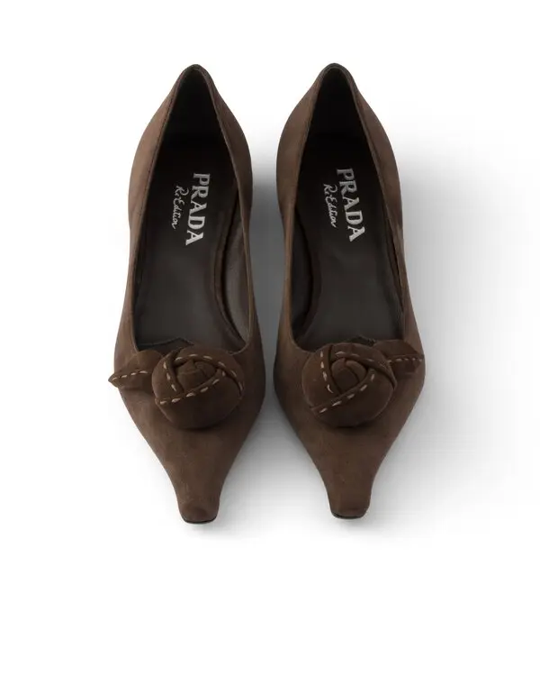 Prada Suede Ballerinas With Embossed Logo