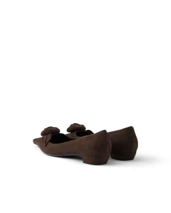 Prada Suede Ballerinas With Embossed Logo