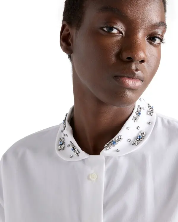 Prada Poplin Shirt With Embroidered Collar
