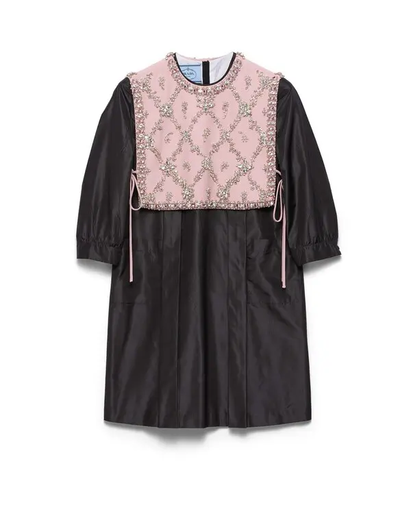 Prada Embroidered Taffeta Mini-dress