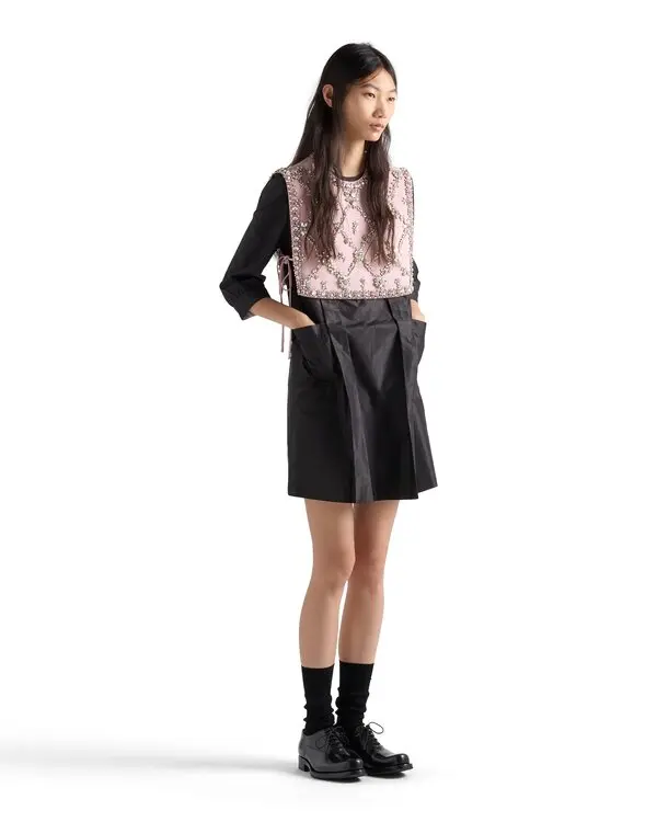 Prada Embroidered Taffeta Mini-dress