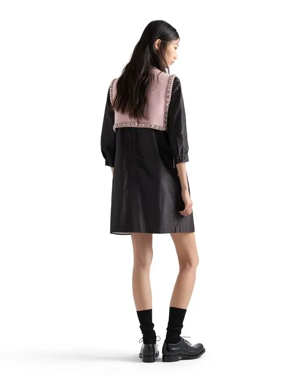 Prada Embroidered Taffeta Mini-dress