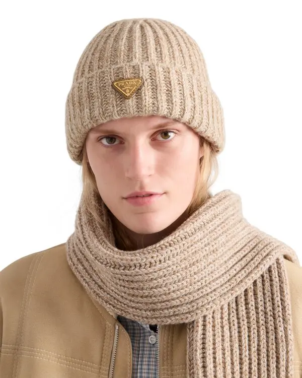 Prada Mouliné Cashmere And Wool Beanie
