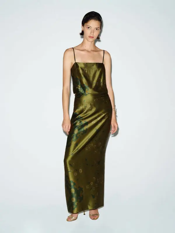 REFORMATION Ofelia Silk Maxi Dress - Green
