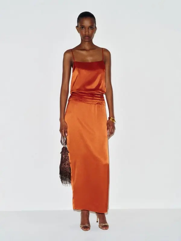 REFORMATION Ofelia Silk Dress - Orange