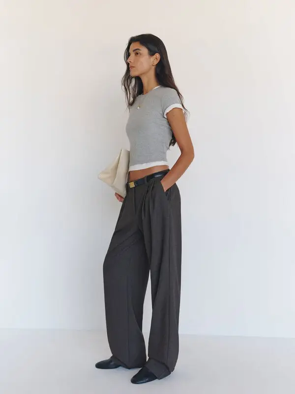 REFORMATION Frances Low Rise Relaxed Pant - Grey