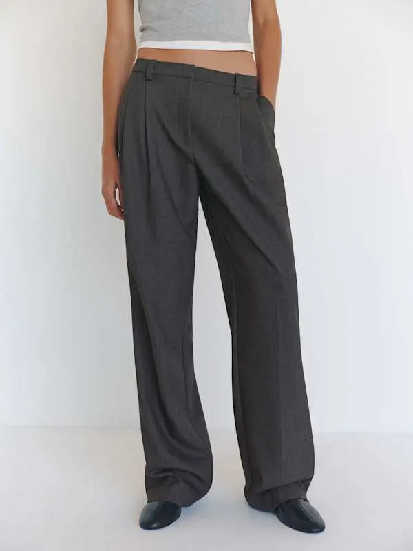 REFORMATION Frances Low Rise Relaxed Pant - Grey