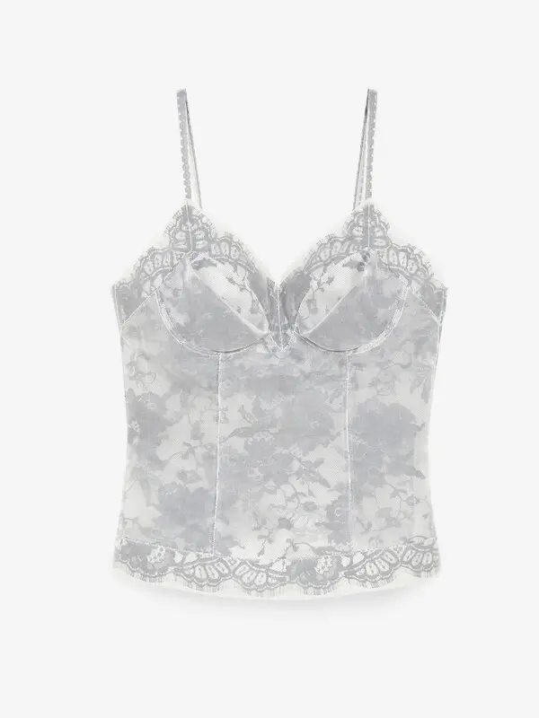 Alexander McQueen Floral Lace Organza Top - Ivory
