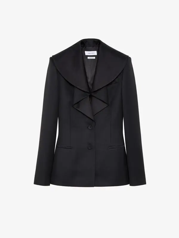 Alexander McQueen Waterfall Collar Single-breasted Jacket