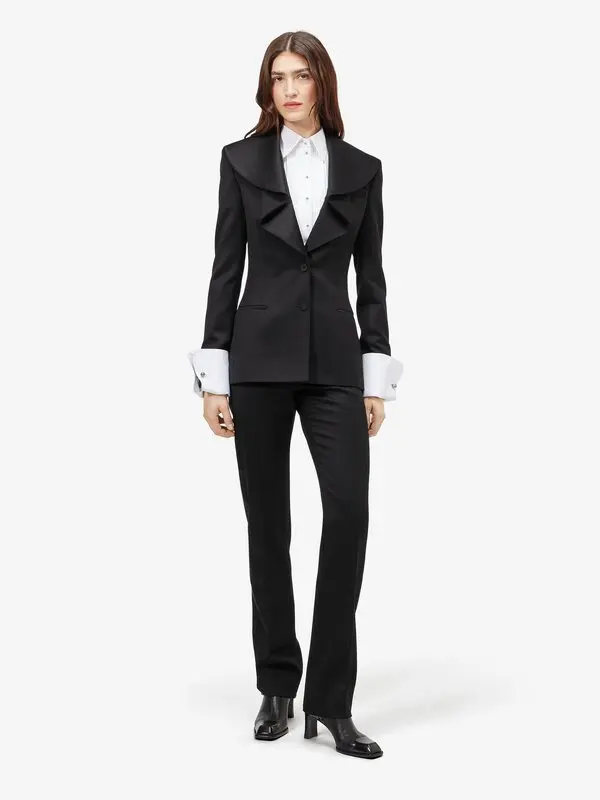 Alexander McQueen Waterfall Collar Single-breasted Jacket