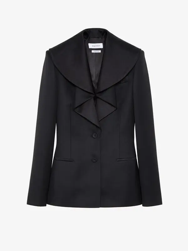 Alexander McQueen Waterfall Collar Single-breasted Jacket - Black