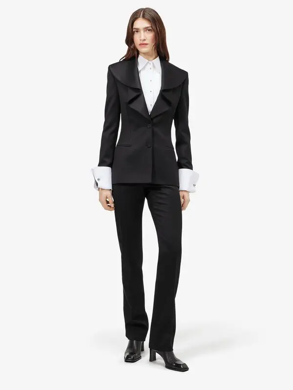 Alexander McQueen Waterfall Collar Single-breasted Jacket
