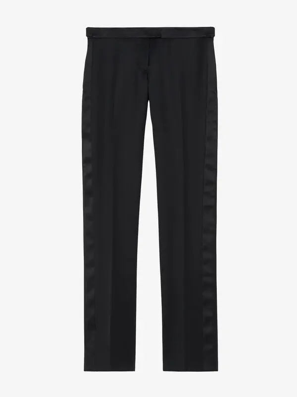 Alexander McQueen Tuxedo Trousers In Japanese Wool Barathea - Black