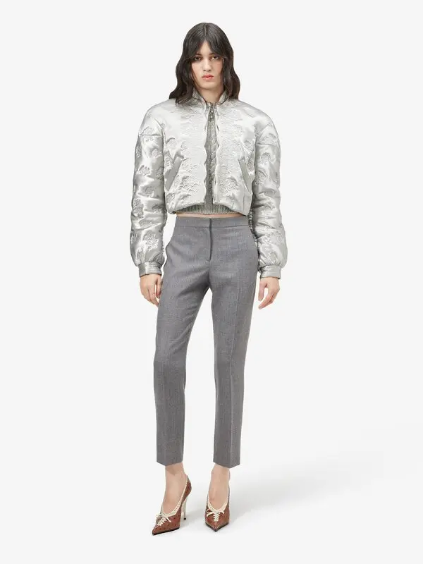 Alexander McQueen Wool Pinstripe Cigarette Trousers