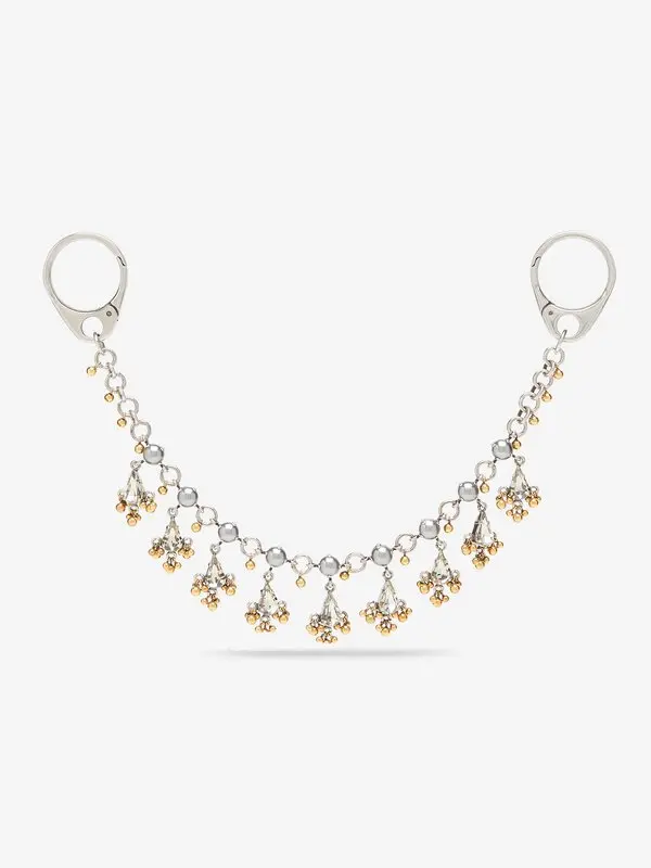 Alexander McQueen Embellished Chain Charm With Imitation Pearls And Crystals - Silver-finish