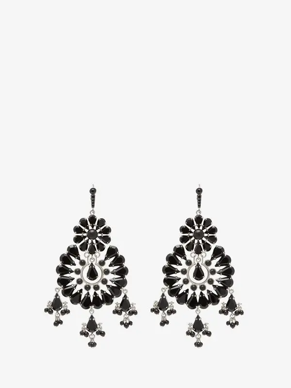 Alexander McQueen Chandelier Earrings With Crystal And Pearl Motifs - Black