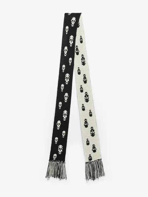 Alexander McQueen Skull Knit Scarf - Black/ivory