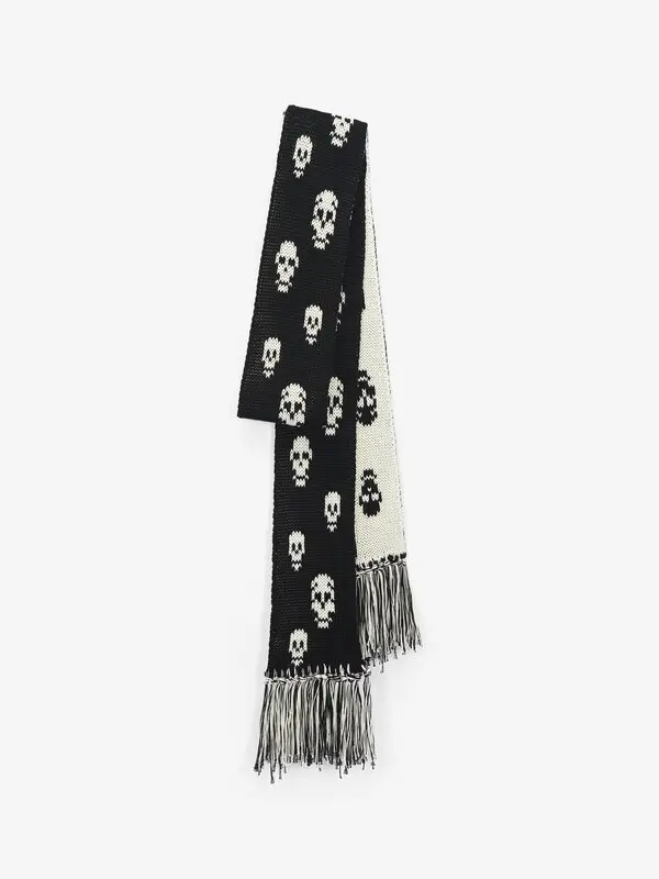 Alexander McQueen Skull Knit Scarf - Black/ivory