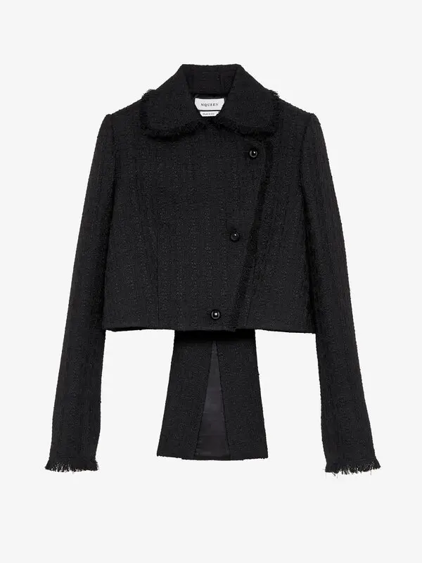 Alexander McQueen Light Tweed Cropped Jacket - Black