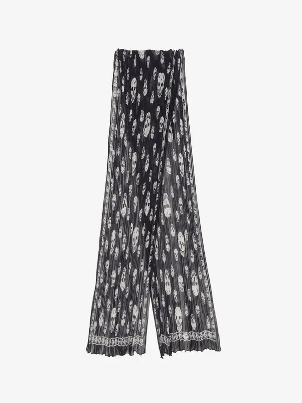 Alexander McQueen Pleated Skull Scarf - Black/ivory