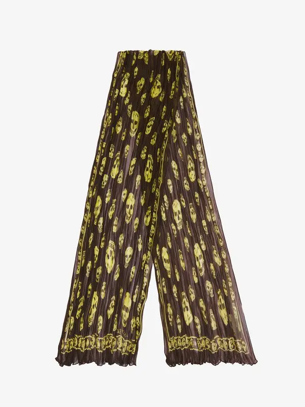 Alexander McQueen Pleated Skull Scarf - Brown