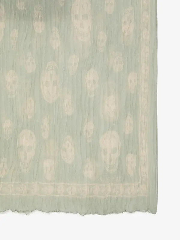 Alexander McQueen Pleated Skull Scarf - Light Green