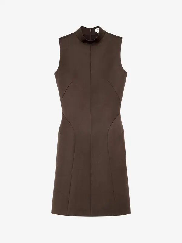 Alexander McQueen Sleeveless Wool Barathea Mini Dress - Brown