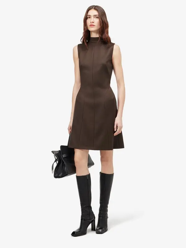 Alexander McQueen Sleeveless Wool Barathea Mini Dress - Brown