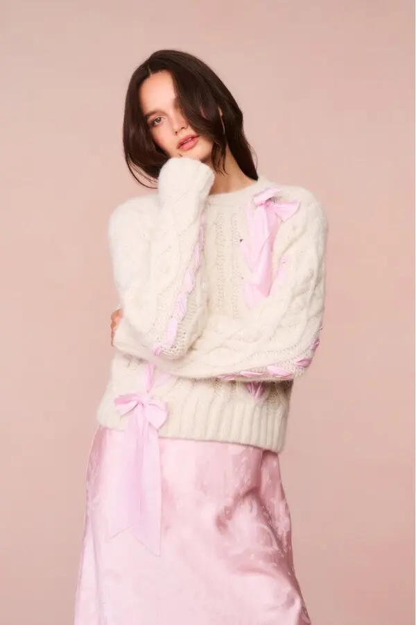 LoveShackFancy Parson Alpaca-blend Ribbon Pullover