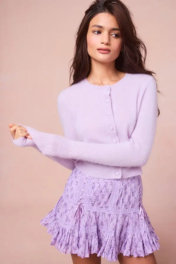 LoveShackFancy Adeanne Cardigan - Iris Petal