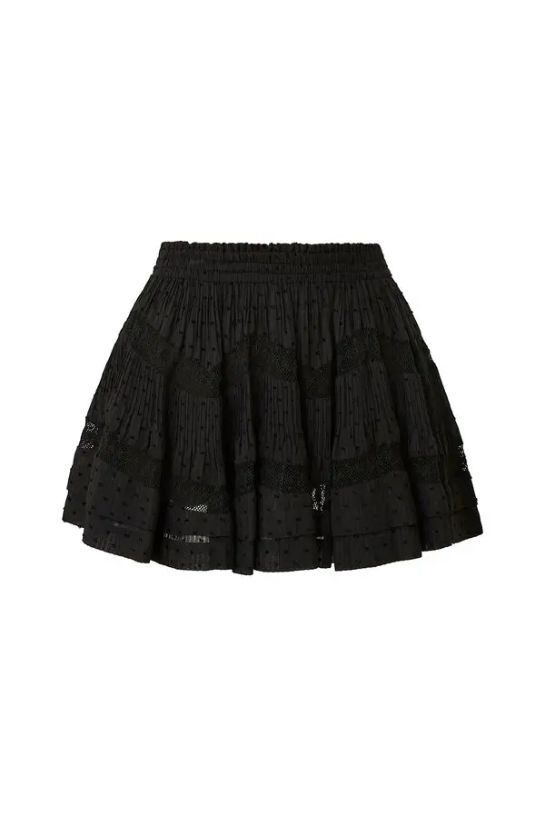 LoveShackFancy Lorianne Floral Mini Skirt - Black