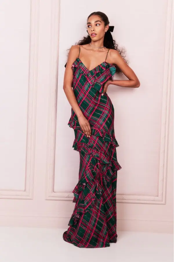 LoveShackFancy Rialto Silk Tartan Dress