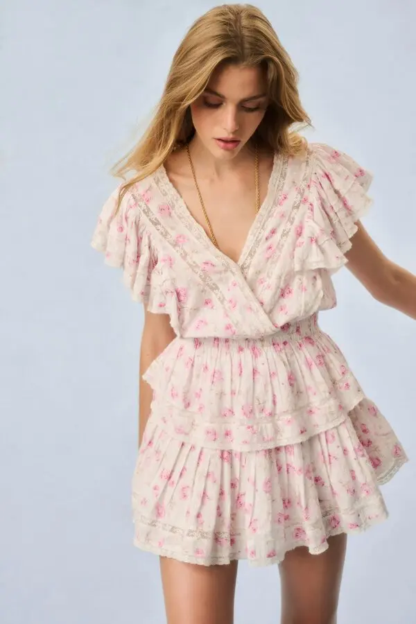 LoveShackFancy Gwen Fragrance Print Cotton Dress