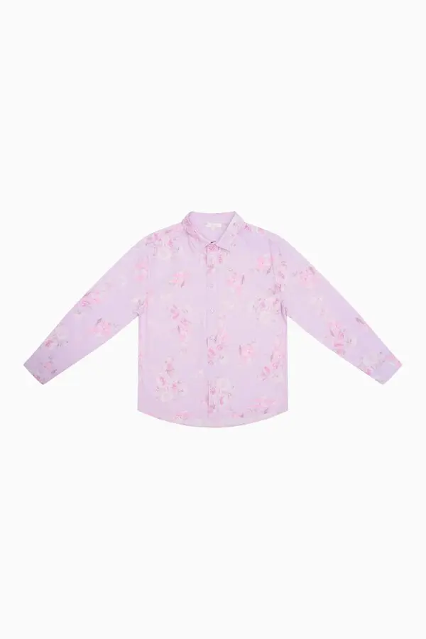 LoveShackFancy Hudley Cotton Floral Print Shirt