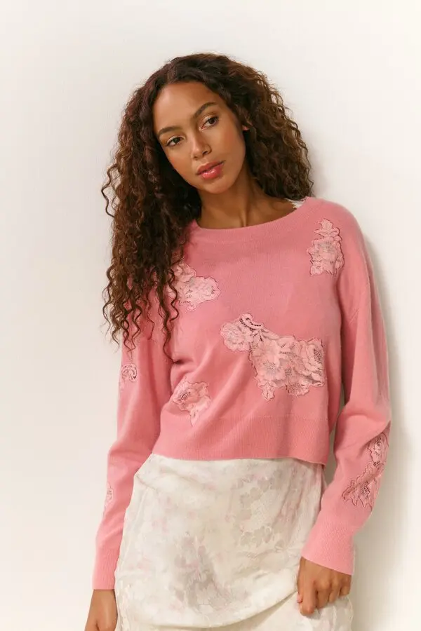 LoveShackFancy Lazuli Embroidered Lace Pullover