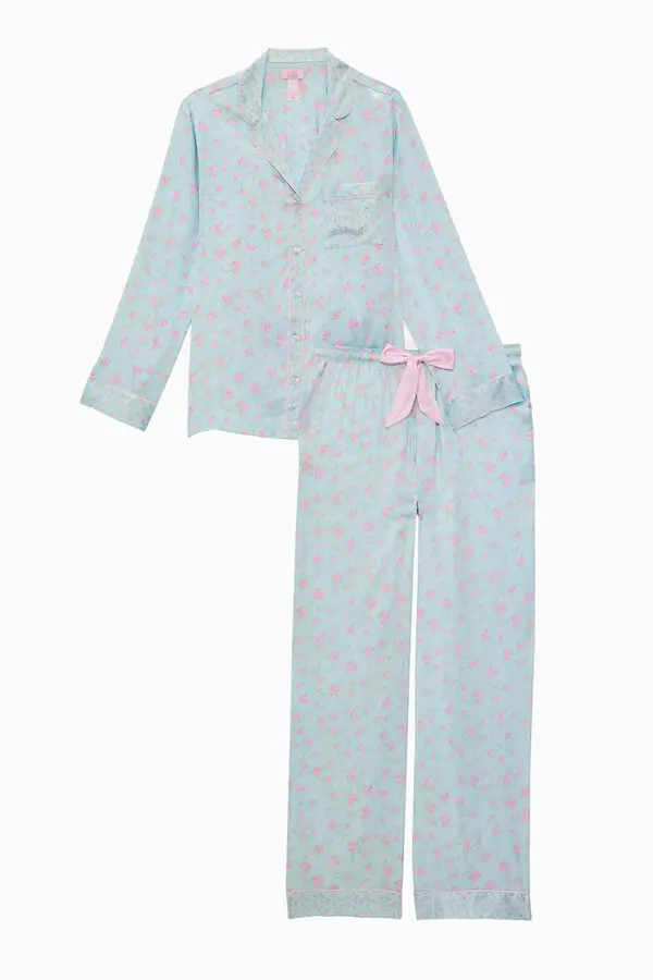 LoveShackFancy Pink X Satin Pj Set