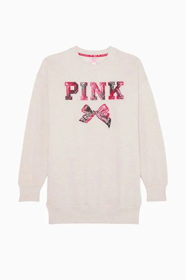 LoveShackFancy Pink X Oversized Crew Neck Dress