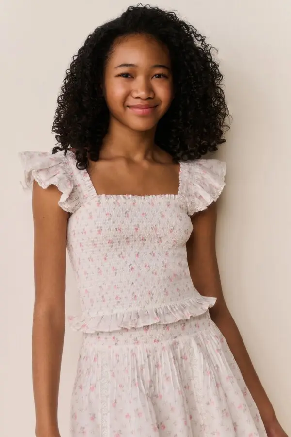 LoveShackFancy Tween Jeanna Floral Cotton Top