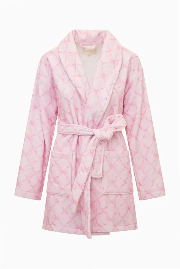 LoveShackFancy Cotton Indie Robe - Peppermint Pink
