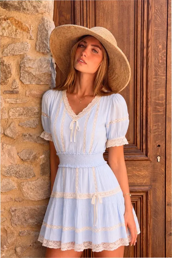 LoveShackFancy Devella Cotton Victorian Mini Dress