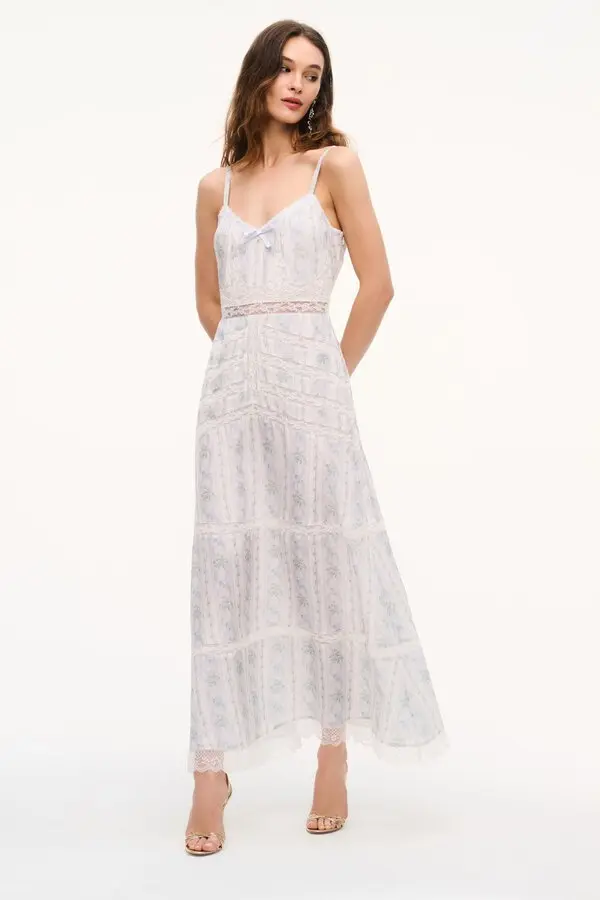 LoveShackFancy Mirabeline Silk Lace-trimmed Maxi Dress