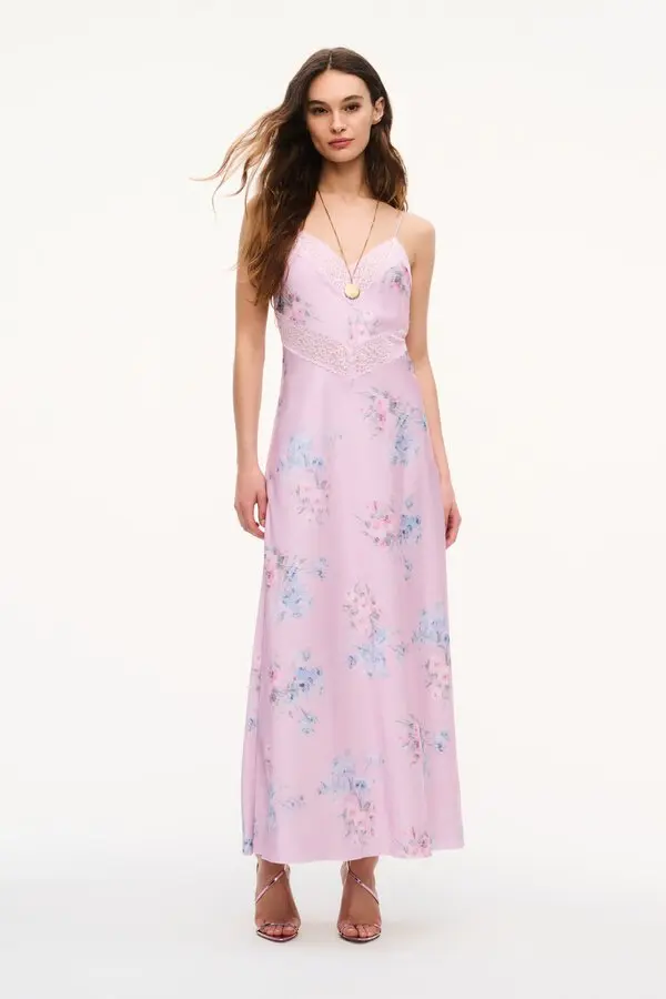 LoveShackFancy Serita Satin Maxi Dress - Buffed Rose