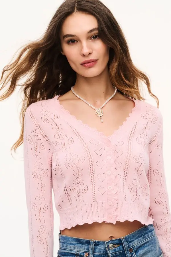 LoveShackFancy Sibella Cotton Pointelle Cardigan